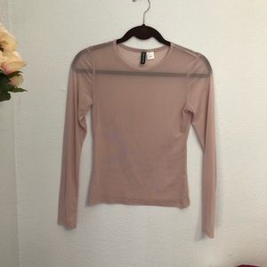 H&M | Tops | Hm Blush Mesh Long Sleeve Top | Poshmark